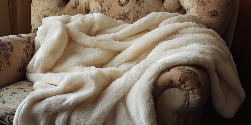 A White Blanket is Draped Over a Couch Stock Illustration ...
