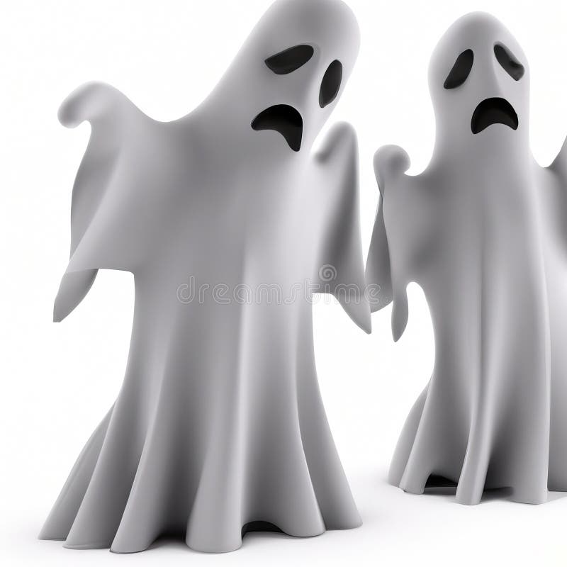 White Howling Ghosts Isolated on White Generative Ai Illustration Stock ...