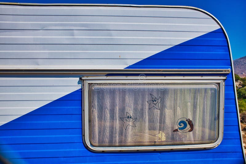 Caravan stock photo. Image of curtain, caravan, symi - 160104330