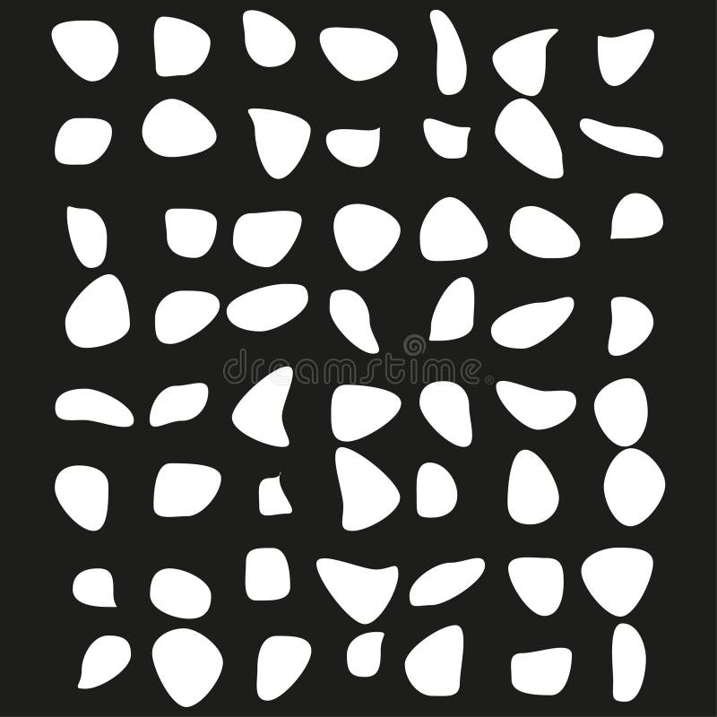 White Blob Forms. Abstract Shape Collection. Black Background Contrast ...