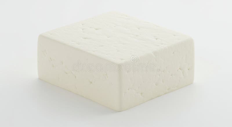 White Block of Feta Cheese on White Background Stock Illustration ...