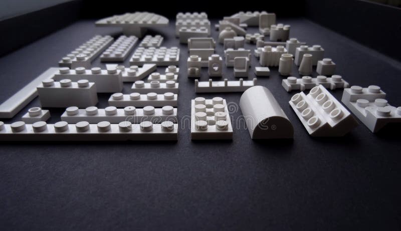 White Blocks of Toy Construction Kit Closeup Studio Isolated Stock ...