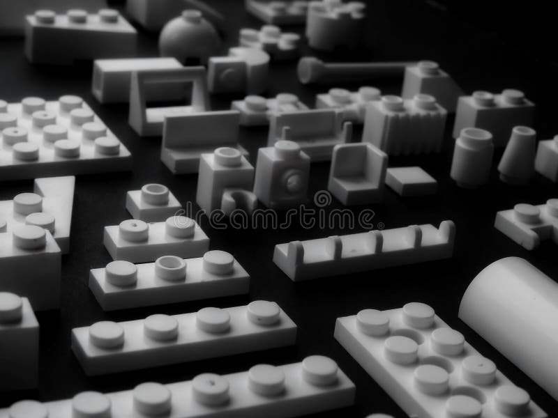 White Blocks of Toy Construction Kit Closeup Studio Isolated Stock ...