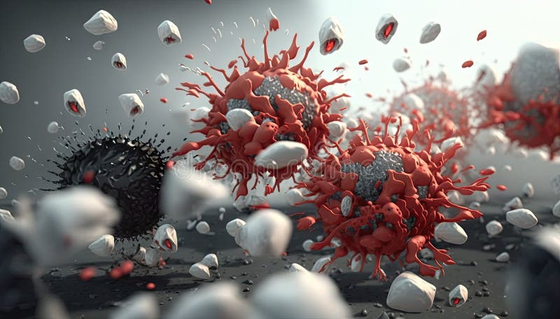 White Blood Cells Fighting Pathogens Stock Illustration - Illustration ...