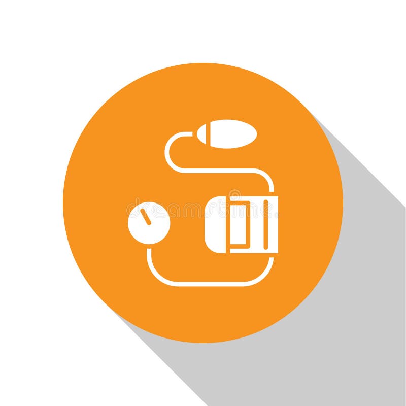White Blood Pressure Icon Isolated on White Background. Orange Circle ...