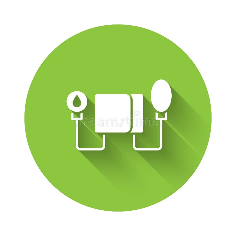 White Blood Pressure Icon Isolated with Long Shadow. Green Circle ...