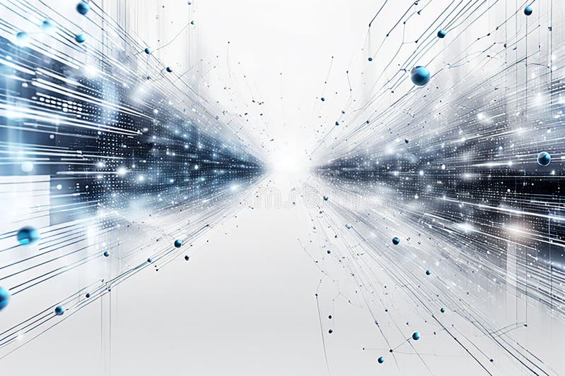 White,blue Abstract Technology Background with a Network Grid and ...