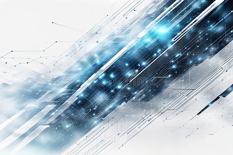 White,blue Abstract Technology Background with a Network Grid and ...