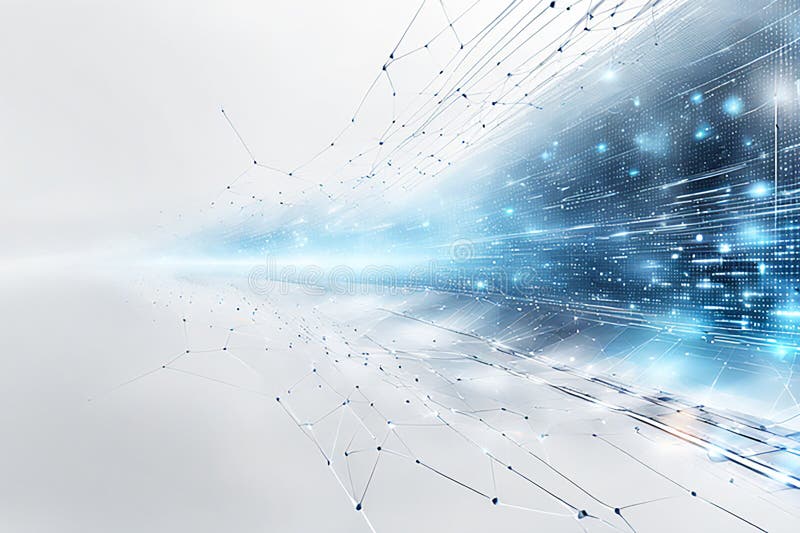 White,blue Abstract Technology Background with a Network Grid and ...