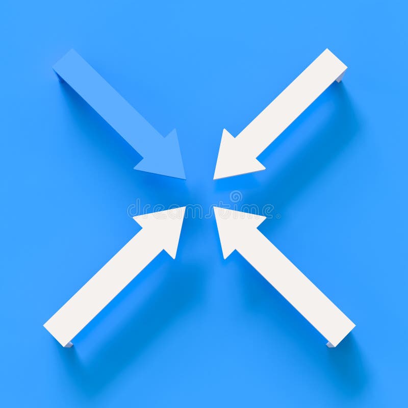 White and Blue Arrows Converging Stock Illustration - Illustration of ...