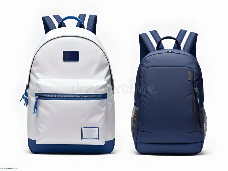 White Blue Backpack, Bag, Back Pack Stock Illustration - Illustration ...