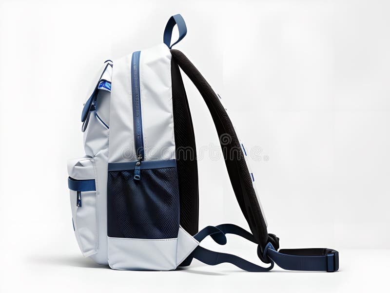 White Blue Backpack, Bag, Back Pack Stock Illustration - Illustration ...