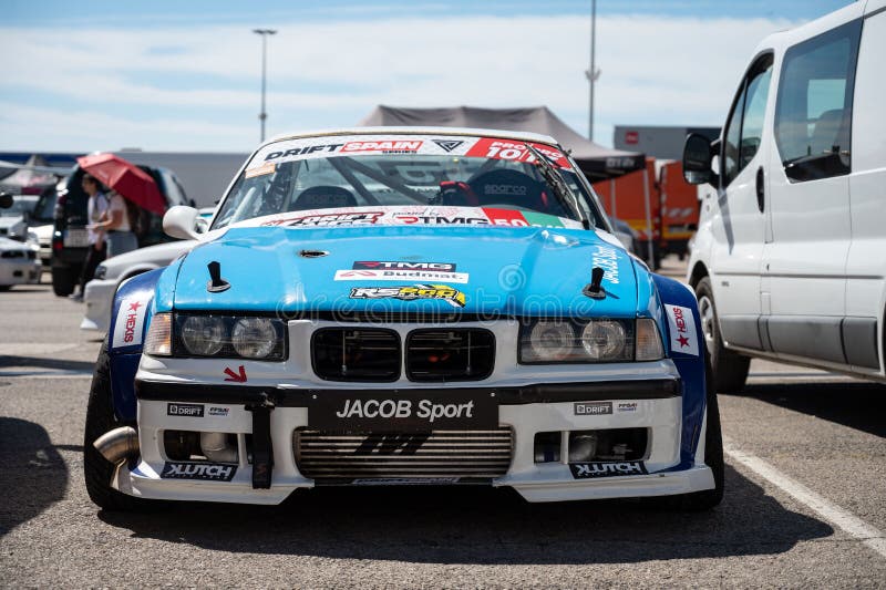 White and Blue BMW E36 Ready for a Drifting Race Editorial Photography ...