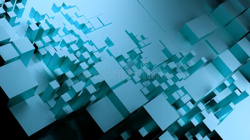 White and Blue Broken Background. Design.Three D Squares Growing in ...
