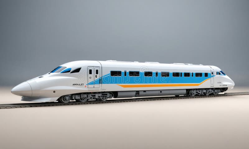 A White and Blue Bullet Train is Parked on the Tracks Stock Photo ...