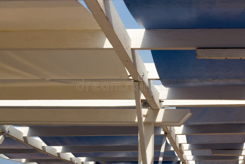 White and Blue Canopy on Beams. Stock Photo - Image of ceiling ...