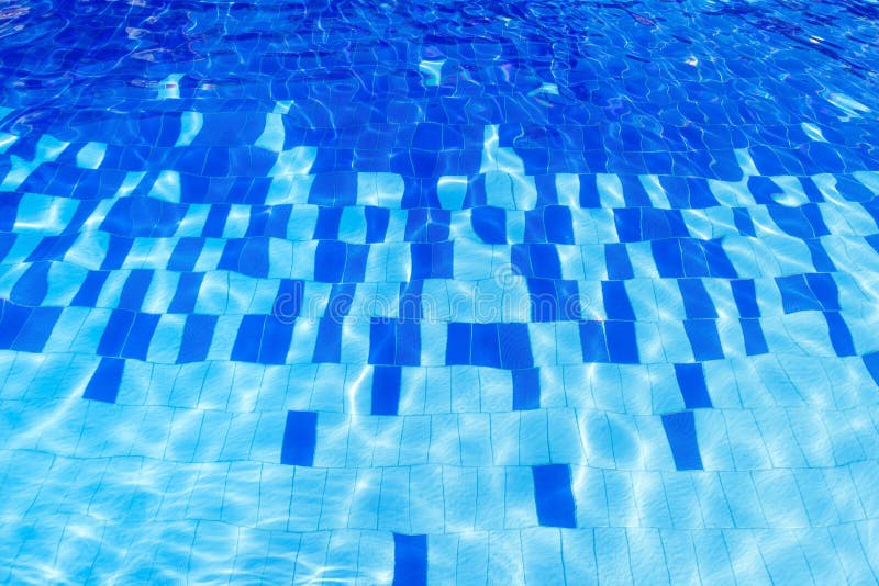 White and Blue Ceramic Tiles on the Bottom of the Pool Under Water ...