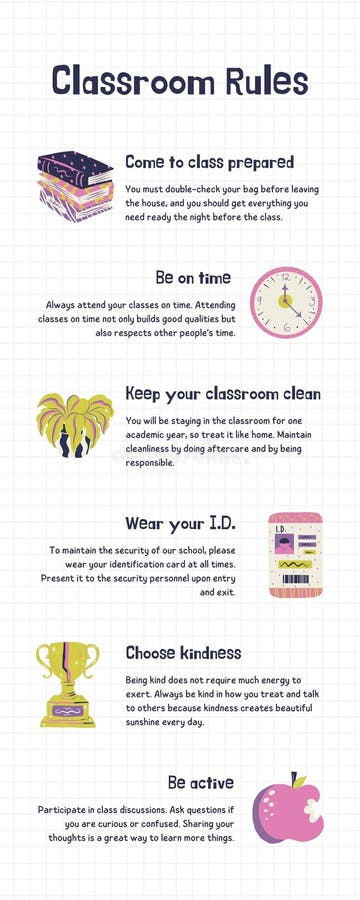 White Blue Clean Classroom Rules Infographic Stock Illustration ...