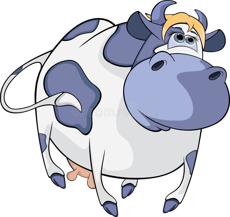 Happy blue cow. Cartoon stock vector. Illustration of artful - 29773293