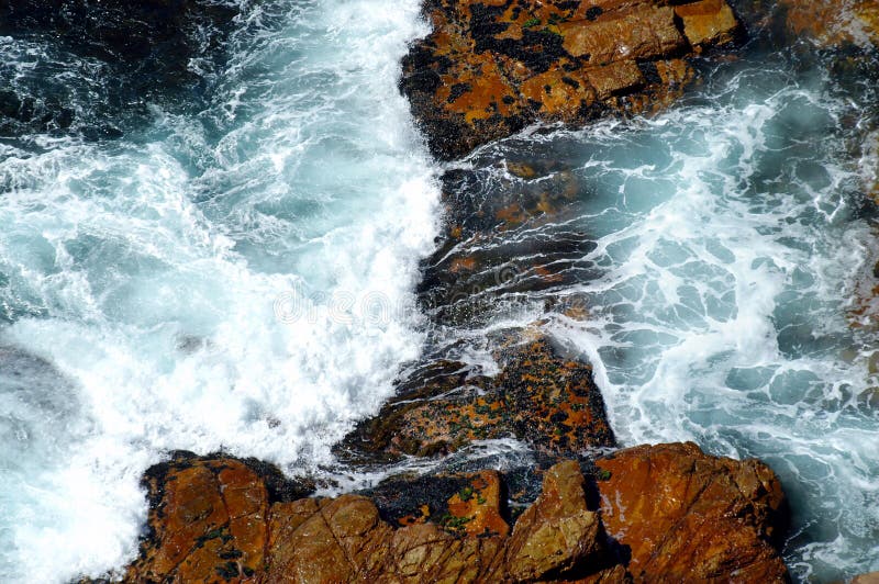 White and Blue Effects of the Waves on the Rocks #01 Stock Image ...
