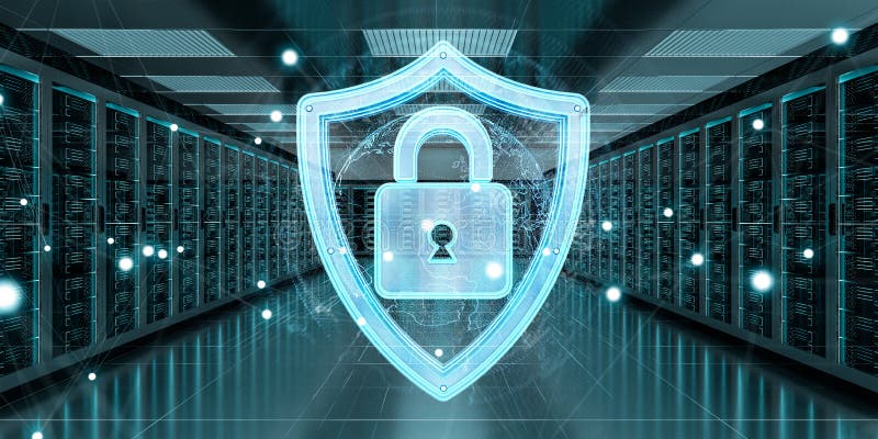 Firewall Activated on Server Room Data Center 3D Rendering Stock ...