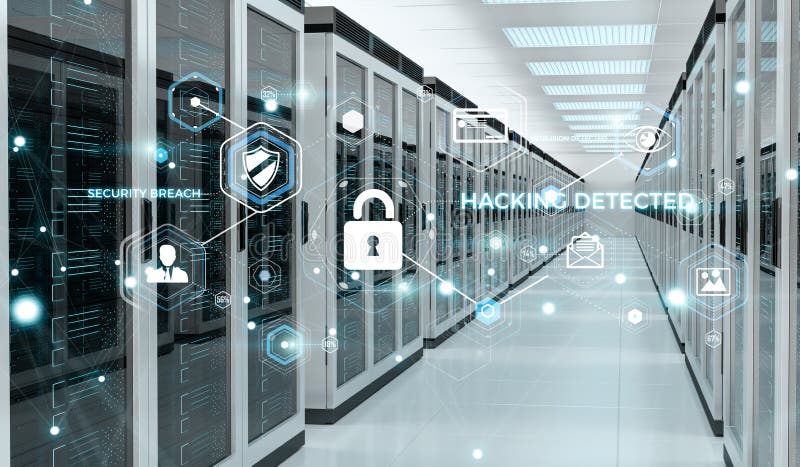 Firewall Activated on Server Room Data Center 3D Rendering Stock ...