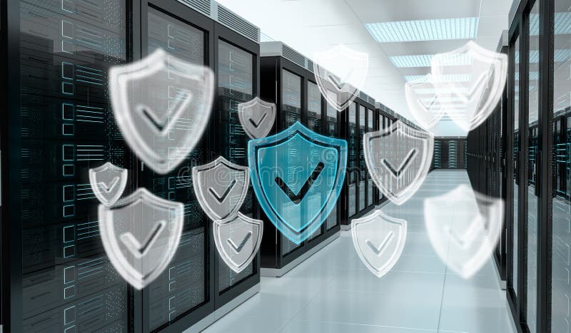 Firewall Activated on Server Room Data Center 3D Rendering Stock ...