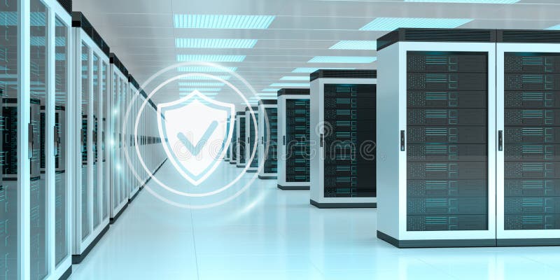 Firewall Activated on Server Room Data Center 3D Rendering Stock ...