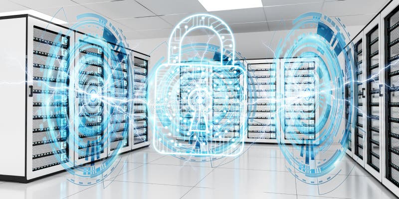 Firewall Activated on Server Room Data Center 3D Rendering Stock ...