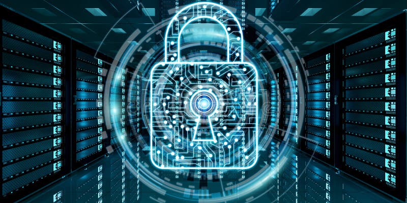 Firewall Activated on Server Room Data Center 3D Rendering Stock ...