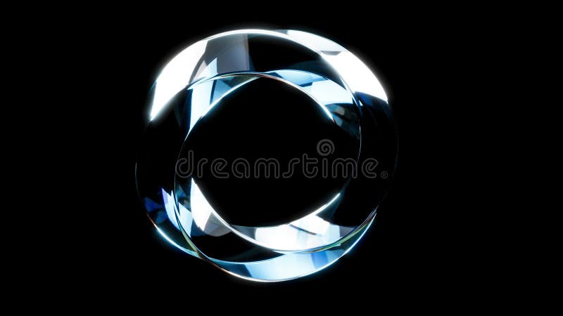 A White and Blue Glass Ring on Black Back Light Reflection Refraction ...