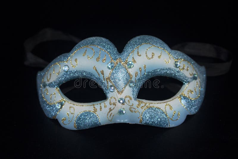 White Blue Glitter Masquerade Mask Party Stock Photo - Image of costume ...