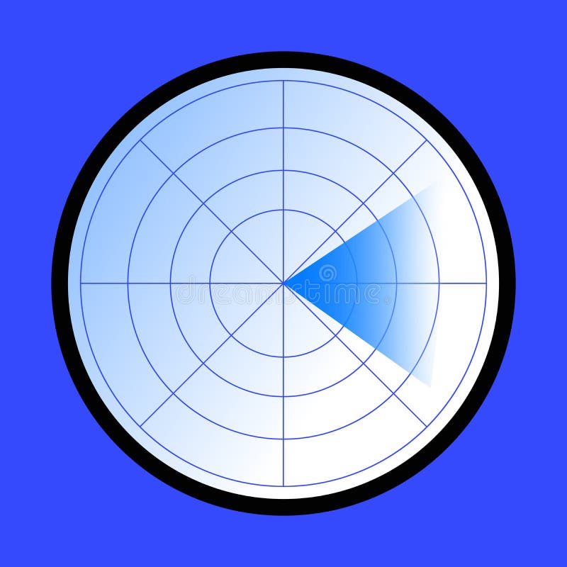 White and Blue Gradient Radar Icon on Blue Background Stock ...