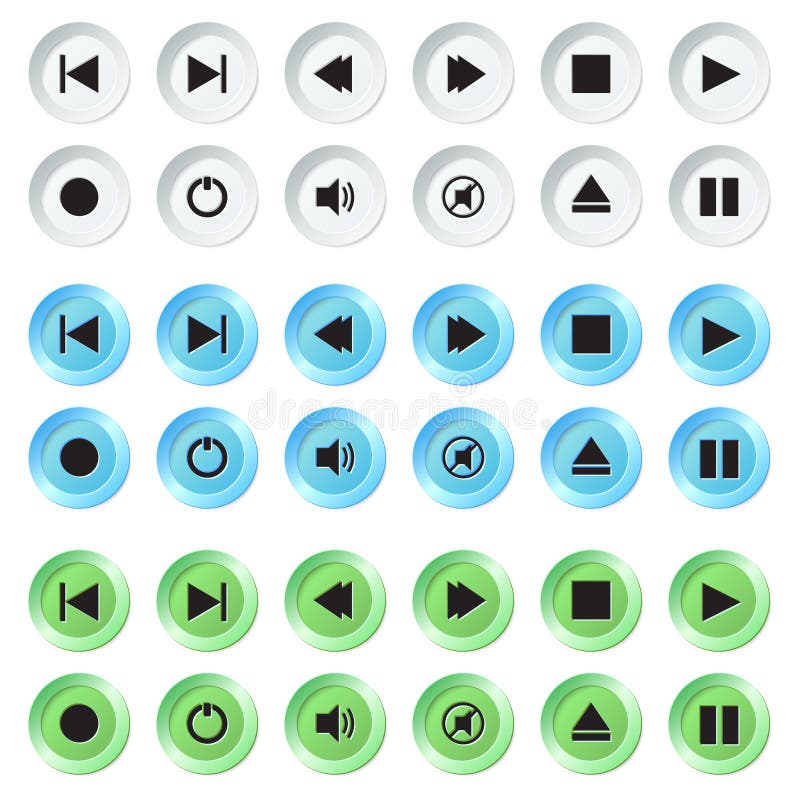 White, Blue and Green Navigation Buttons Set. Stock Vector ...