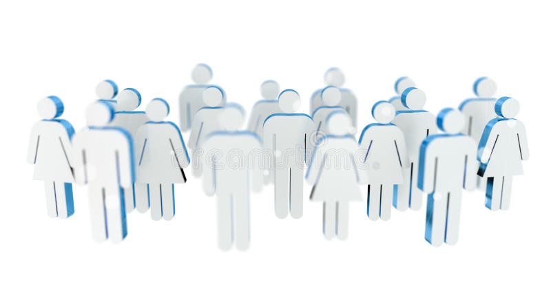 White and Blue Group of People Icon 3D Rendering Stock Illustration ...