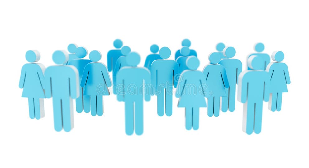 White and Blue Group of People Icon 3D Rendering Stock Illustration ...