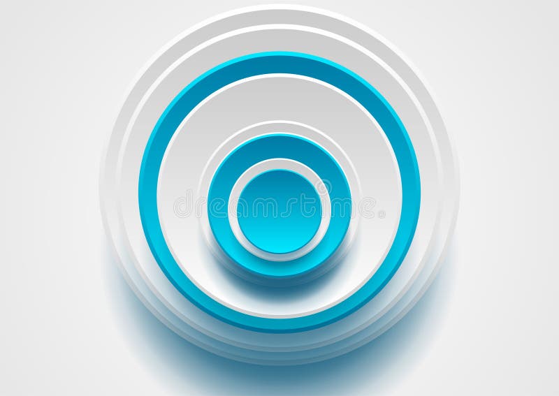 White and Blue Layered Paper Circles Geometric Tech Background Stock ...