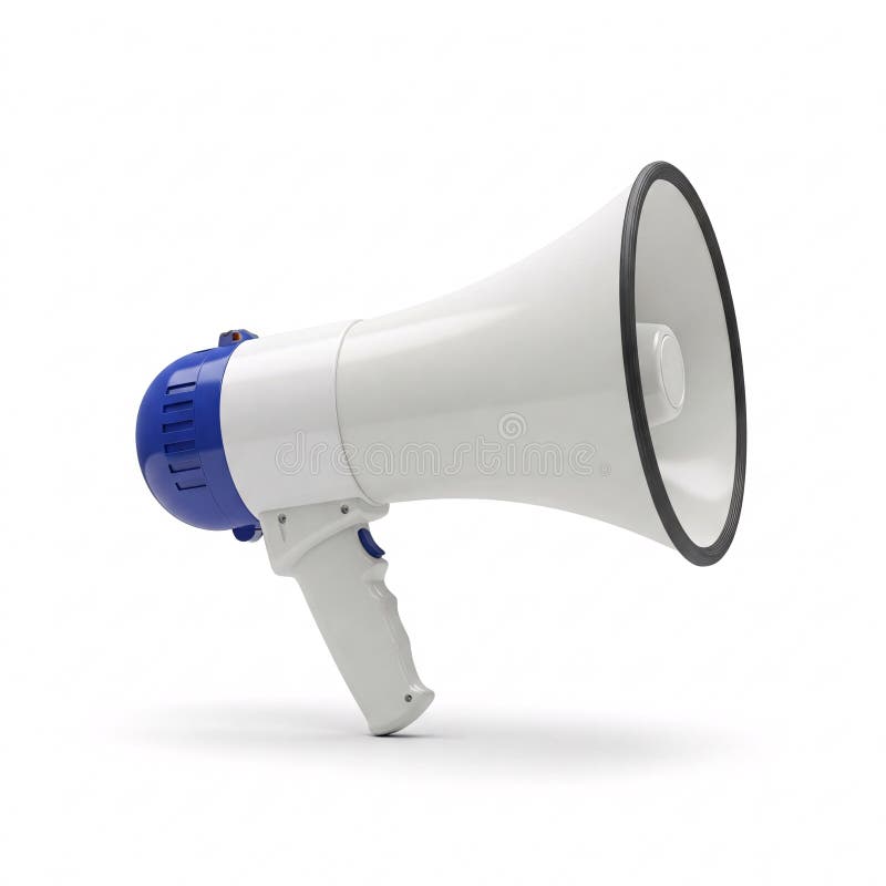 White and Blue Megaphone, Isolated on a White Stock Illustration ...