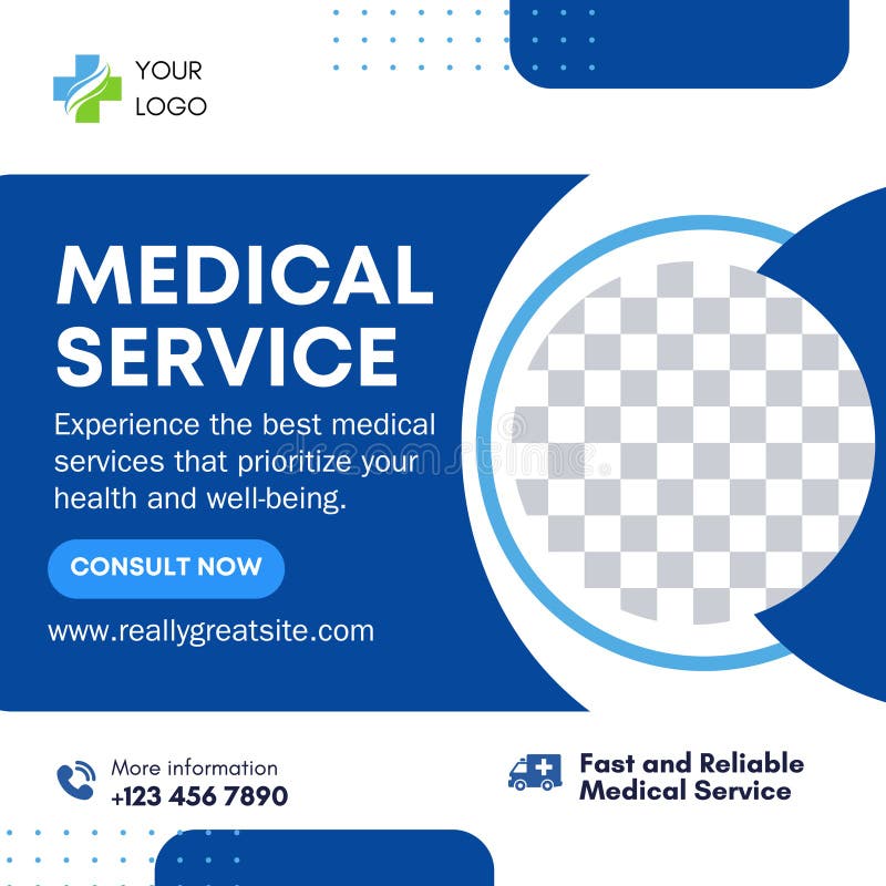 White and Blue Modern Medical Service Instagram Post Stock Vector ...