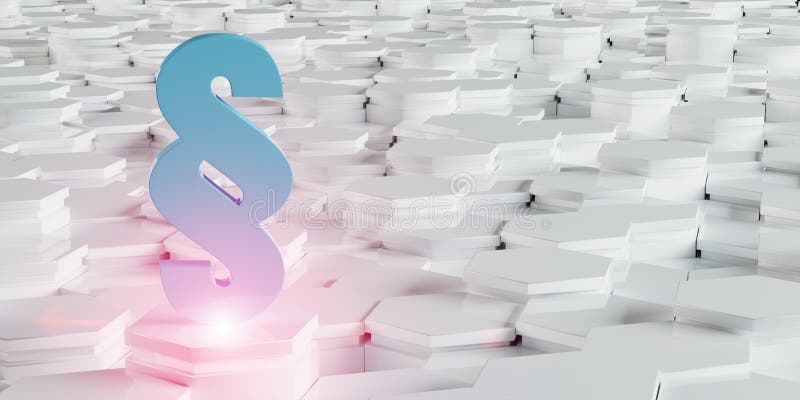 White Blue and Pink Law Icon Hexagons Background 3D Rendering Stock ...