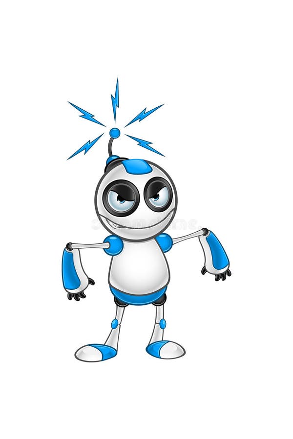 White & Blue Robot Character Stock Vector - Illustration of metal ...