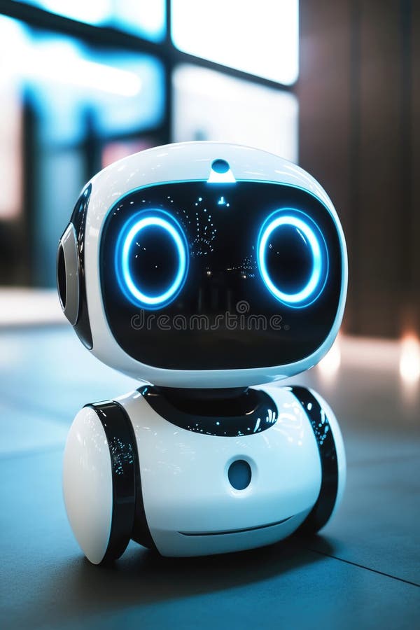 White and Blue Robot stock photo. Image of home, smart - 359625434