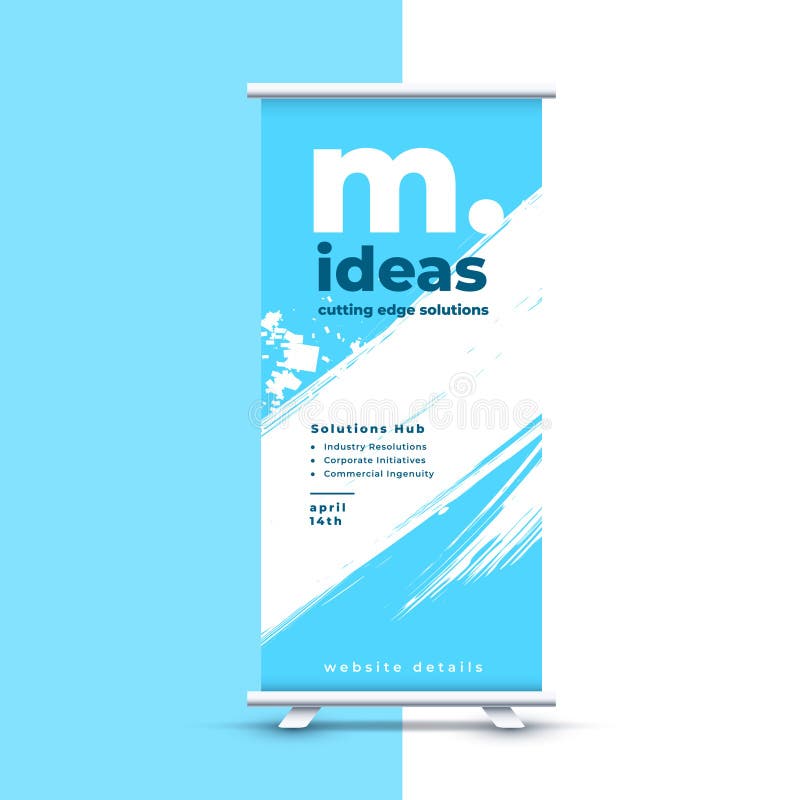 White and Blue Roll Up Standee Poster for Outdoor Marketing Stock ...