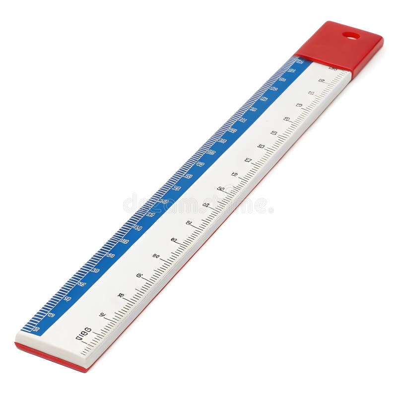 White and Blue Ruler with Red Top Isolated on White Background Stock ...