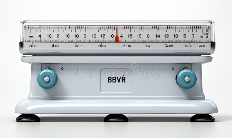 White and Blue Scale on Table Stock Image - Image of weigh, nutrition ...