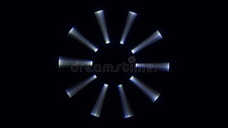White and Blue Shining Stripes of Light Rotating Around Black Circles ...