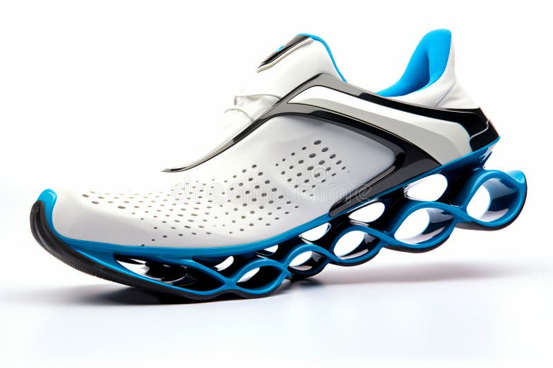 White and Blue Shoe with Black and Blue Sole. Generative AI Stock Image ...