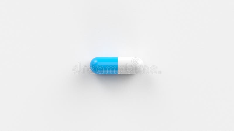 White Blue Single Pill Isolated on a White Background. Tablet, Pill ...