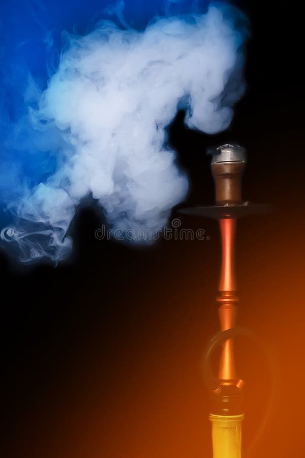 White Blue Smoke Smoker Cloud from Hookah Clay Head Pipe Object on ...