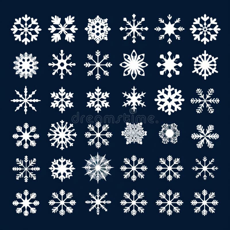 Bold Graphic Design: White Snowflakes on Blue Background Stock ...